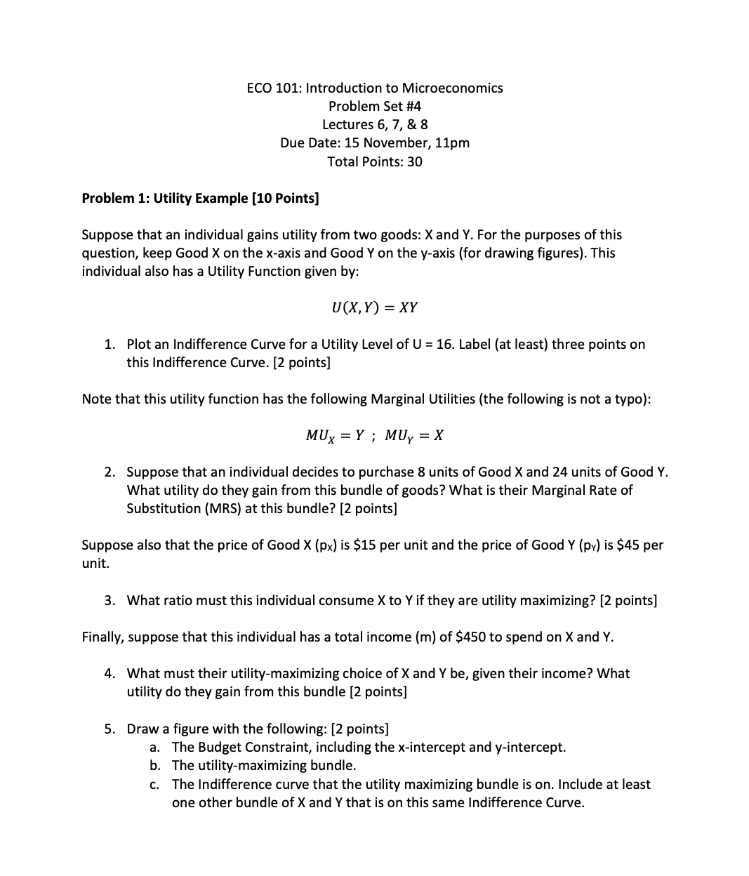 Solved ECO 101: Introduction to Microeconomics Problem Set | Chegg.com
