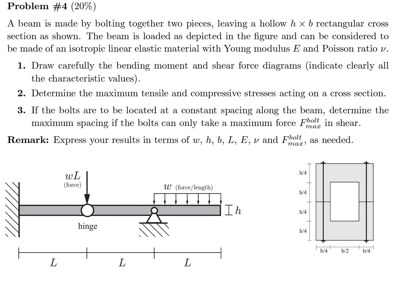 Solved Problem \\#4 (20\\%) A beam is made by bolting | Chegg.com
