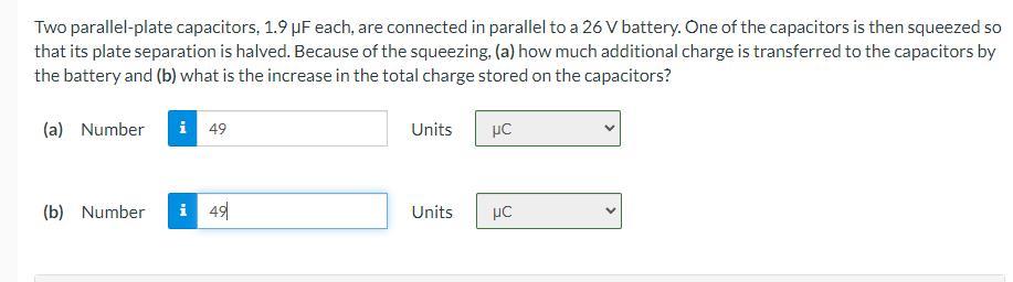 Solved Two parallel-plate capacitors, 1.9μF each, are | Chegg.com