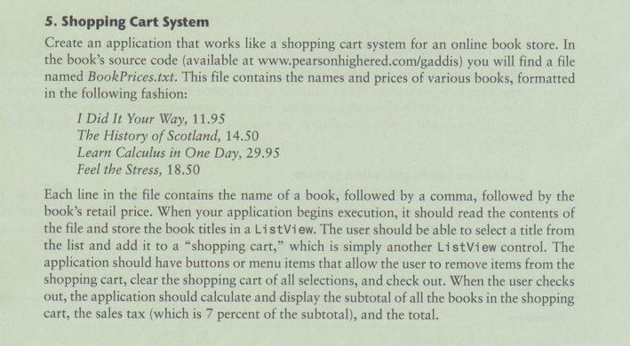 Solved 5. Shopping Cart System Create an application that | Chegg.com