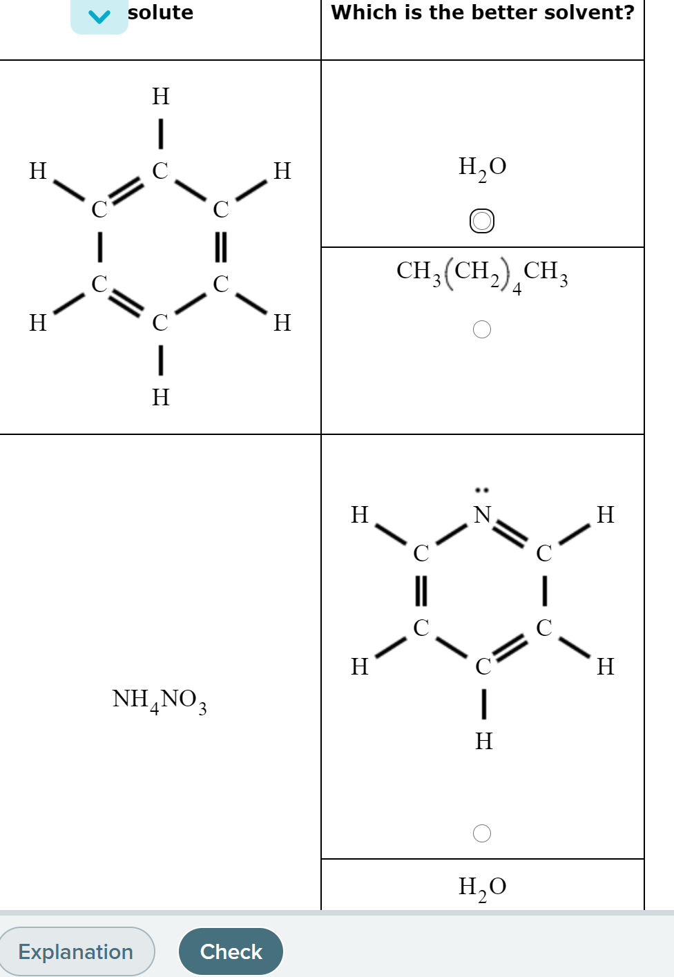 Solved solute Which is the better solvent? H 1 H H HO O | Chegg.com