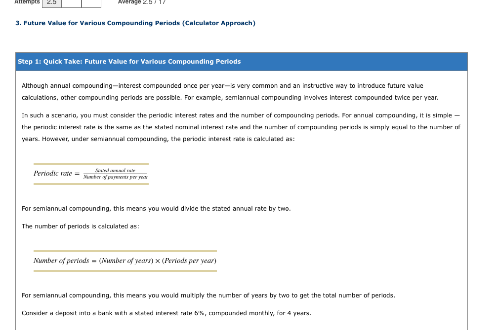 3. Future Value for Various Compounding Periods | Chegg.com