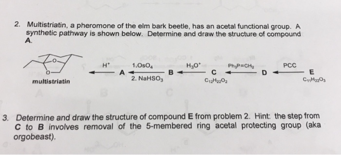 Solved 2. Multistriatin, a pheromone of the elm bark beetle, | Chegg.com