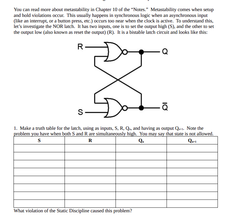 You can read more about metastability in Chapter 10 | Chegg.com