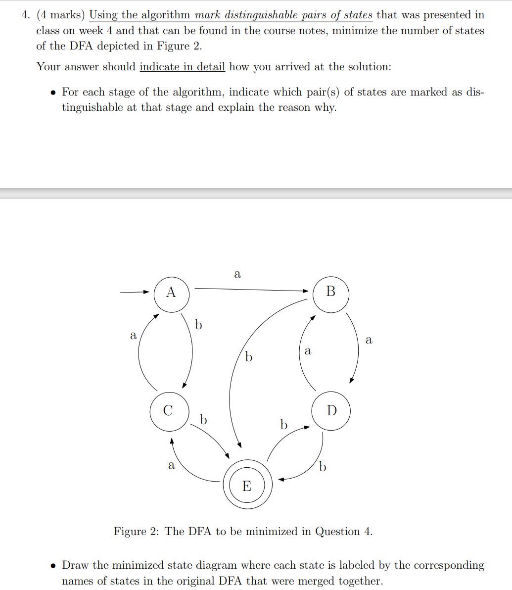 Solved (4 ﻿marks) ﻿Using the algorithm mark distinguishable | Chegg.com