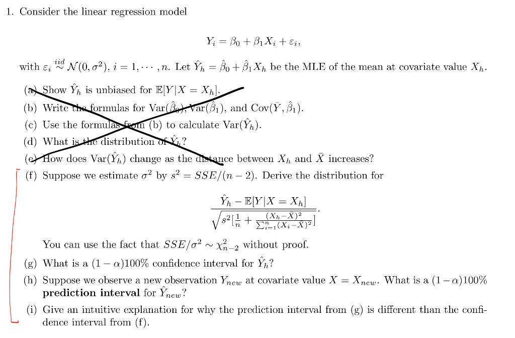 Solved 1. Consider the linear regression model with ε¡ 면 N | Chegg.com