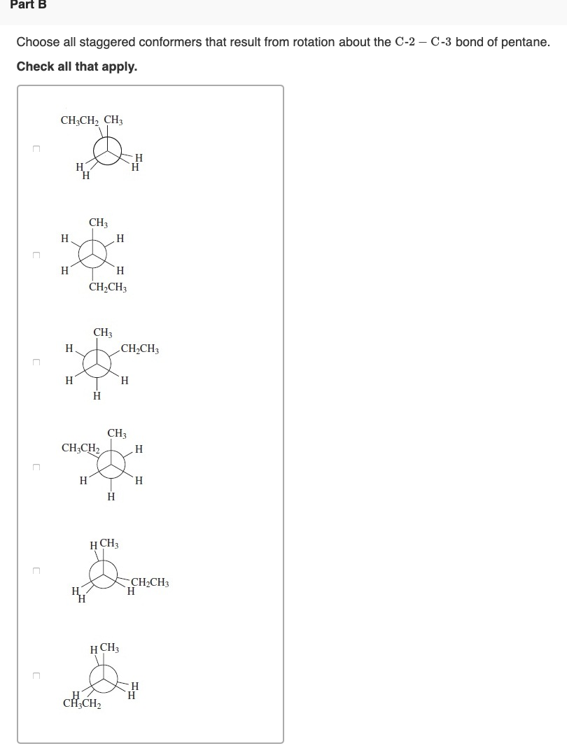 Solved Choose all eclipsed conformers that result from | Chegg.com