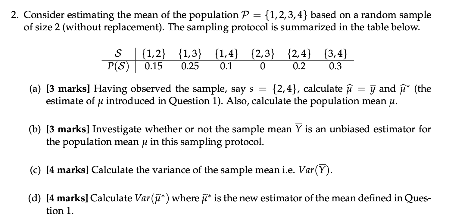 2. Consider estimating the mean of the population P = | Chegg.com