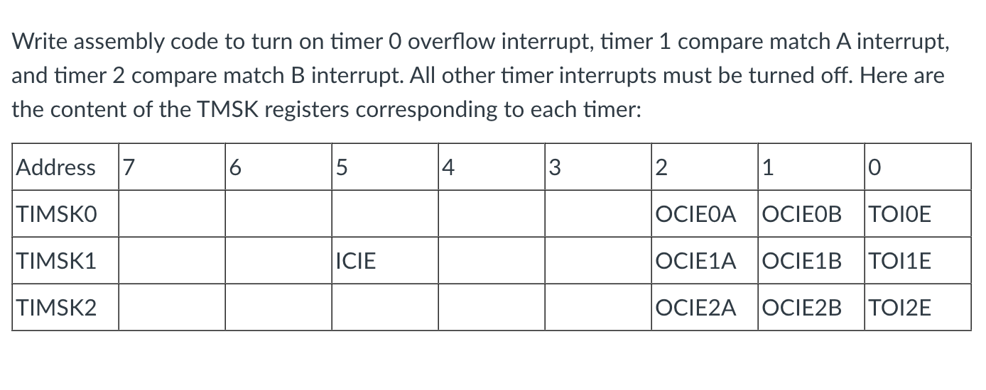 Solved Write Assembly Code To Turn On Timer 0 Overflow 5436