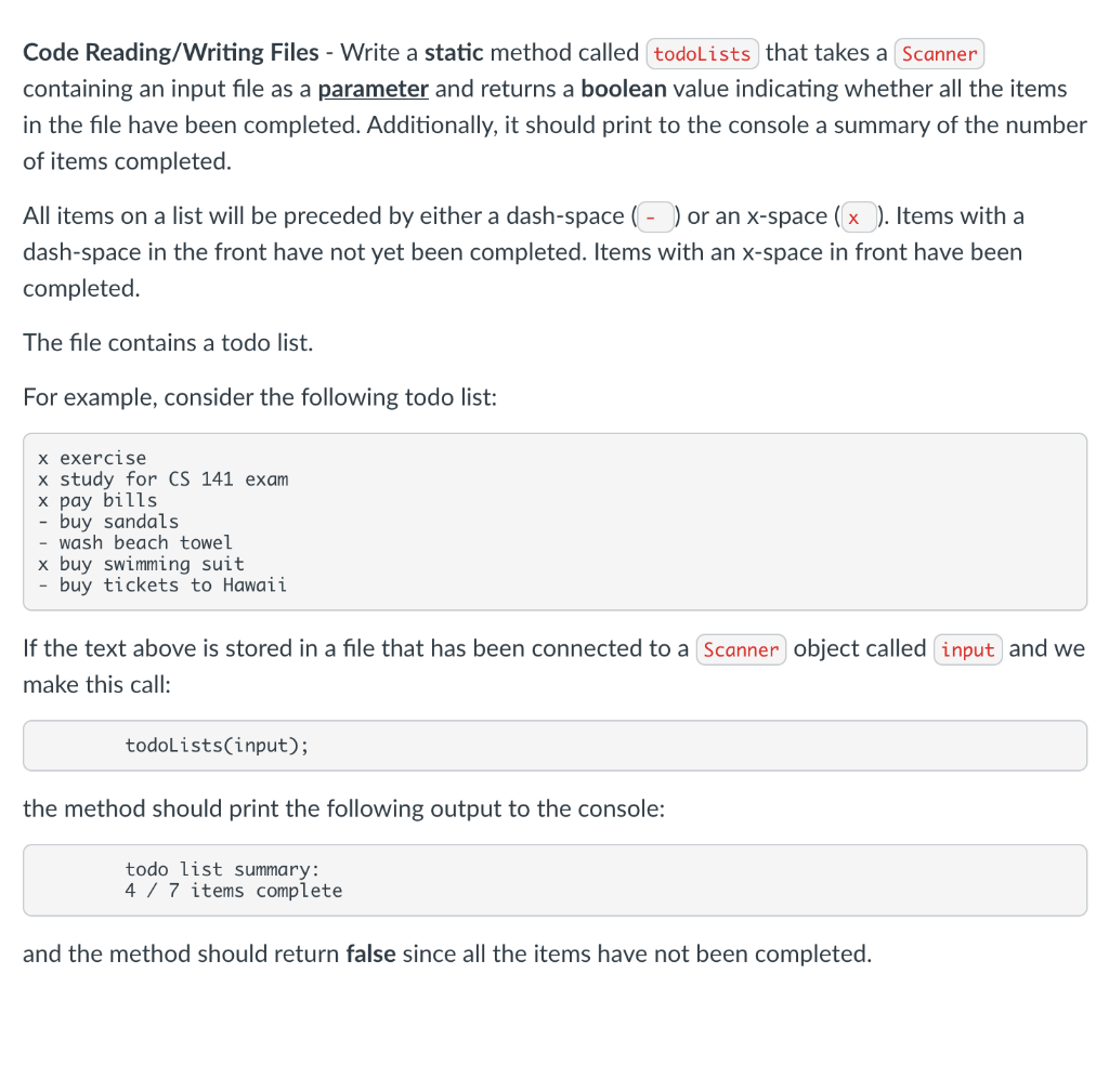 Solved Code Readingwriting Files Write A Static Method 4343