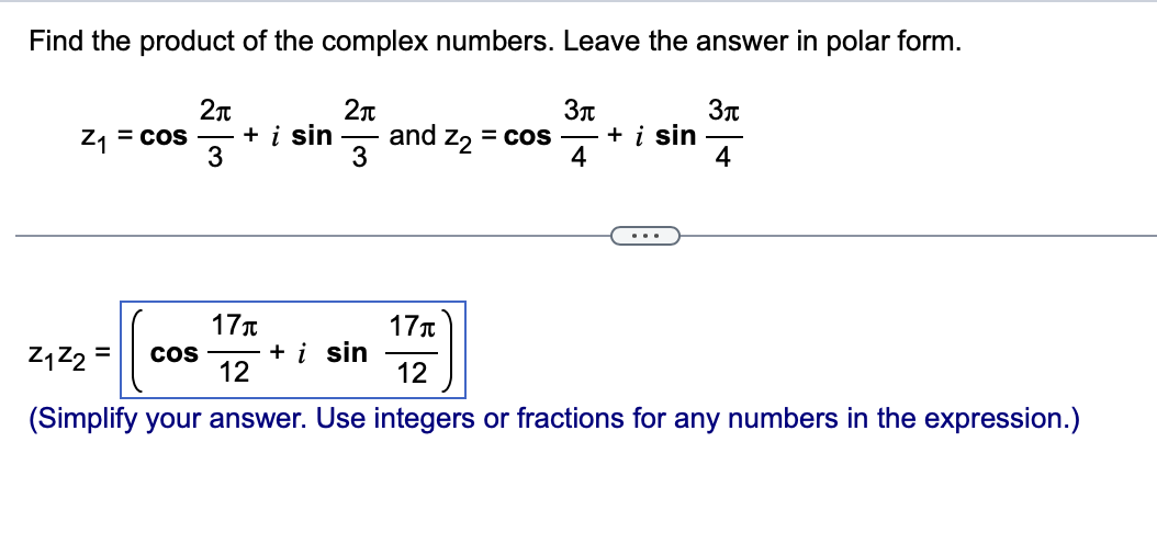 Solved Find the product of the complex numbers. Leave the | Chegg.com