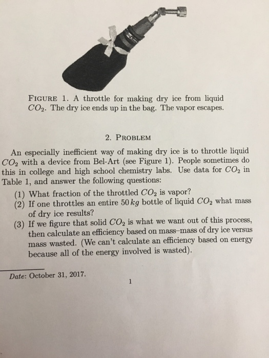 Solved FIGURE 1. A throttle for making dry ice from liquid | Chegg.com