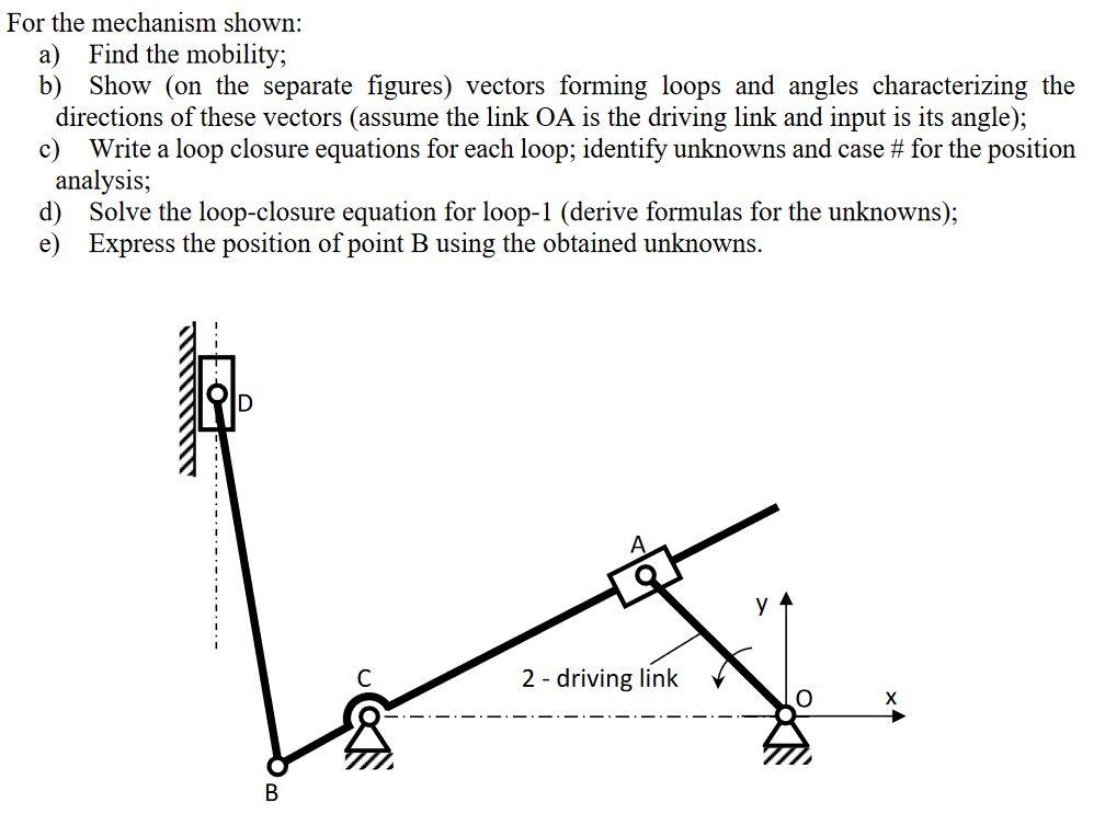 Solved For the mechanism shown: a) Find the mobility; b) | Chegg.com