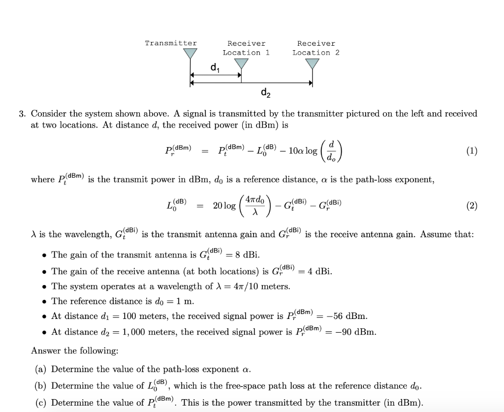 Solved Transmitter Receiver Location 1 Receiver Location 2 | Chegg.com