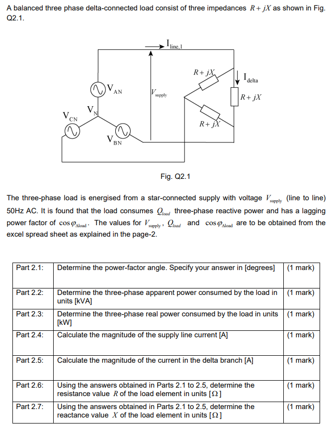 Solved A balanced three phase delta-connected load consist | Chegg.com