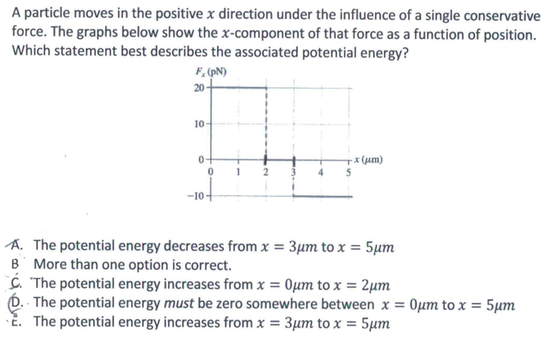 Solved A particle moves in the positive x direction under | Chegg.com