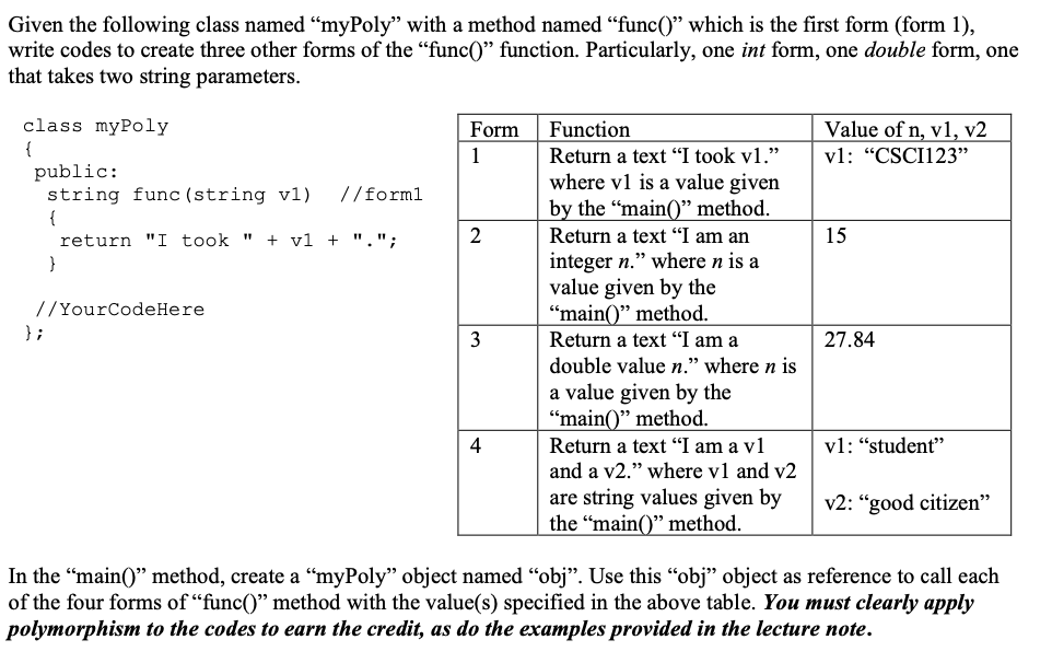 Solved Given the following class named “myPoly” with a | Chegg.com