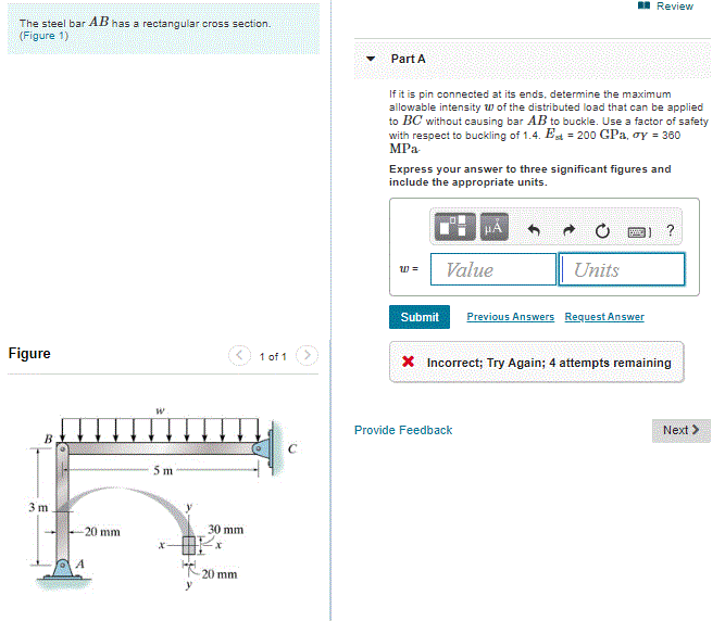 Solved Review The steel bar AB has a rectangular cross | Chegg.com