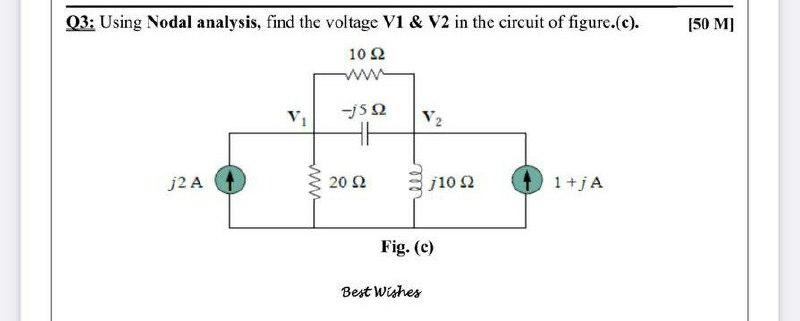 Solved (50 Μ) Q3: Using Nodal analysis, find the voltage V1 | Chegg.com