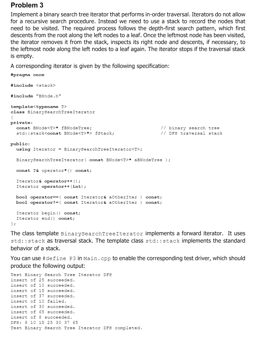 Solved Problem Set 3: Binary Search Trees & In-Order | Chegg.com