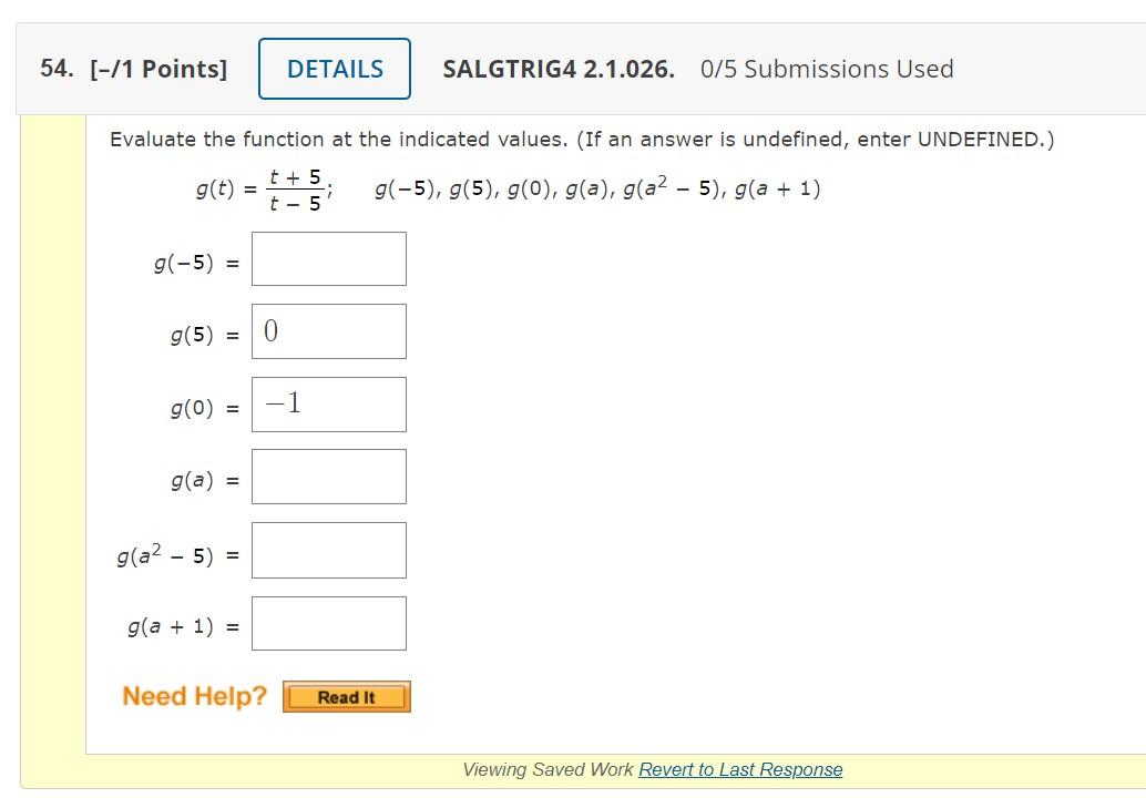Solved 54. [-/1 Points] DETAILS SALGTRIG4 2.1.026.0/5 | Chegg.com