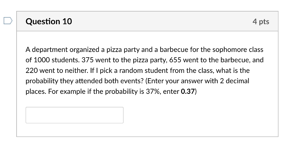 Solved A department organized a pizza party and a barbecue | Chegg.com