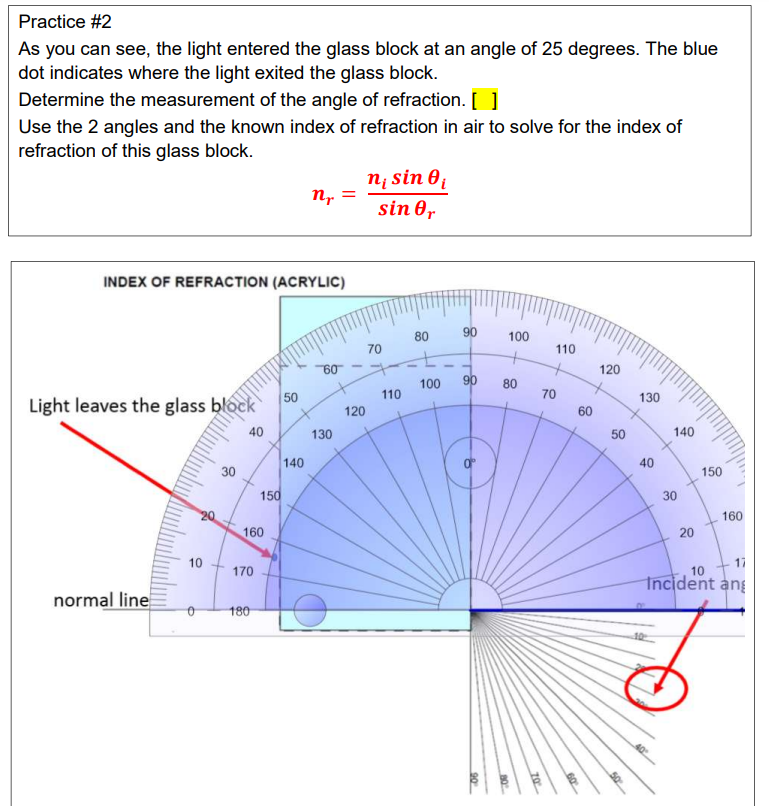 Solved Practice #2 As you can see, the light entered the | Chegg.com