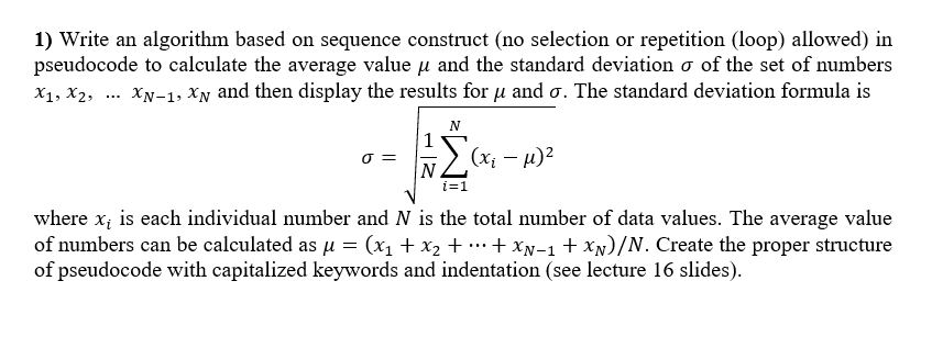 Solved 1 Write An Algorithm Based On Sequence Construct No 7642
