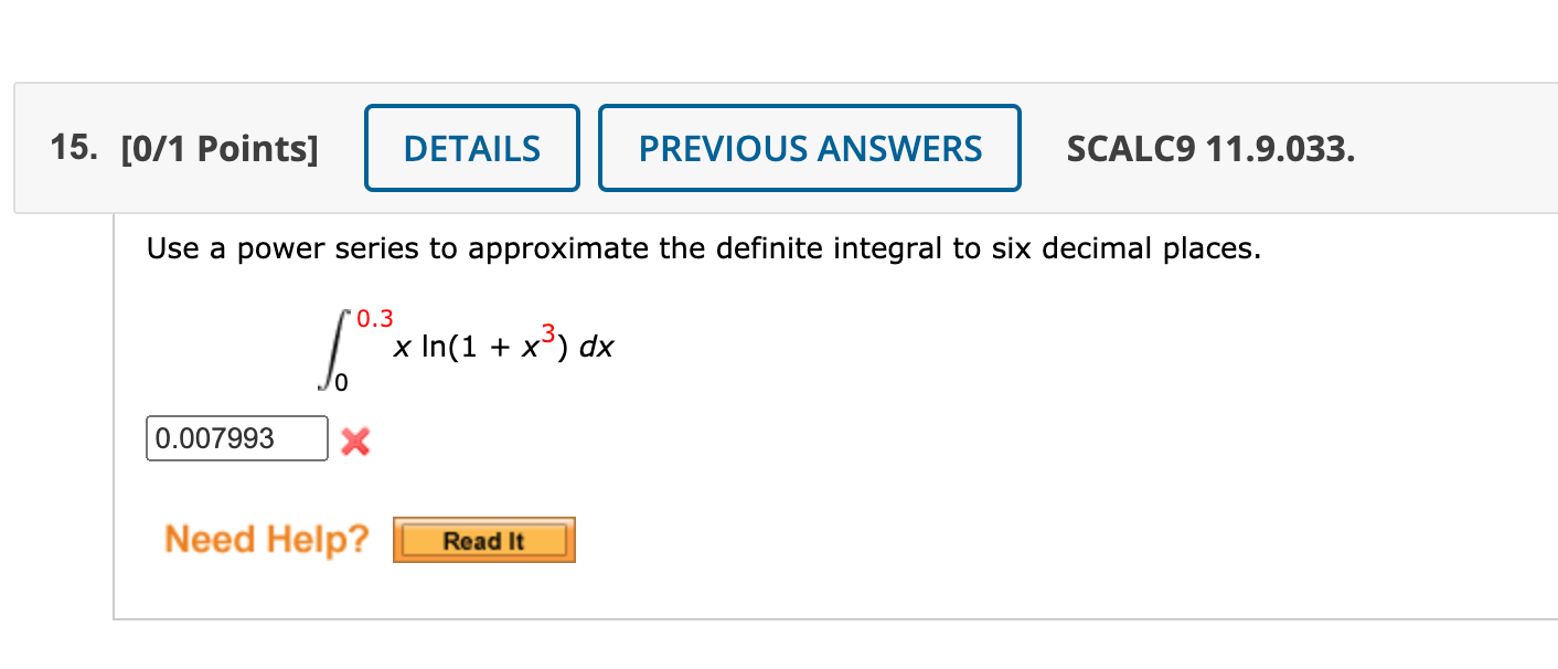 Solved 15. [0/1 Points] DETAILS PREVIOUS ANSWERS SCALC9 | Chegg.com