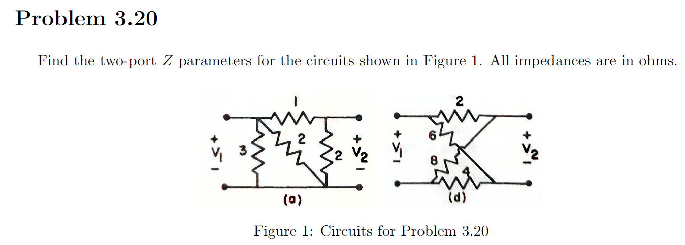 Solved Find the two-port Z parameters for the circuits shown | Chegg.com