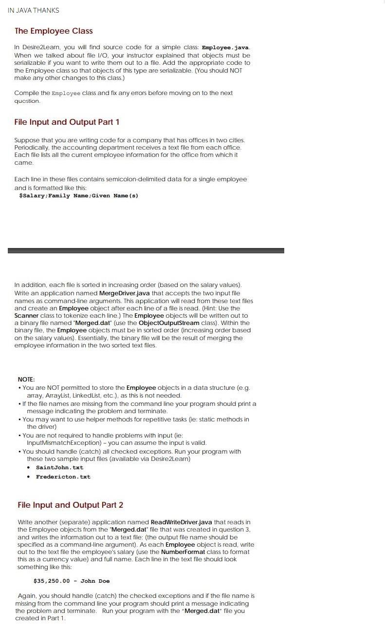 Solved Employee code: public class Employee implements | Chegg.com