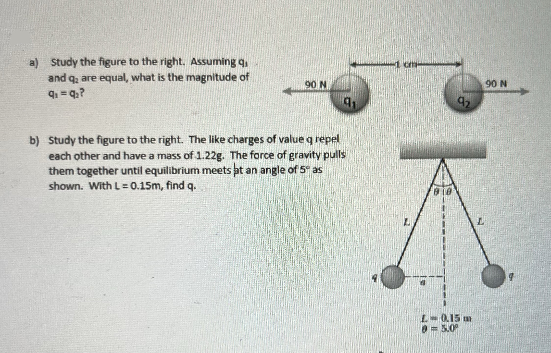 Solved a) Study the figure to the right. Assuming q1 and q2 | Chegg.com