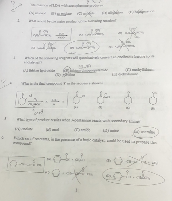 Solved The reaction of LDA with acetophenone produces (E) | Chegg.com