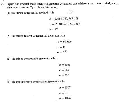 Solved 9. Figure out whether these linear congruential | Chegg.com