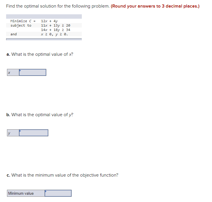 Solved Find the optimal solution for the following problem. | Chegg.com