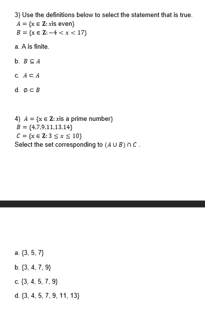 Solved 3) Use the definitions below to select the statement | Chegg.com