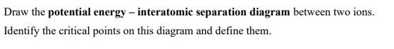 Solved Draw the potential energy – interatomic separation | Chegg.com