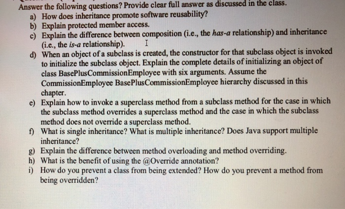 Solved in the class. Answer the following questions? Provide | Chegg.com