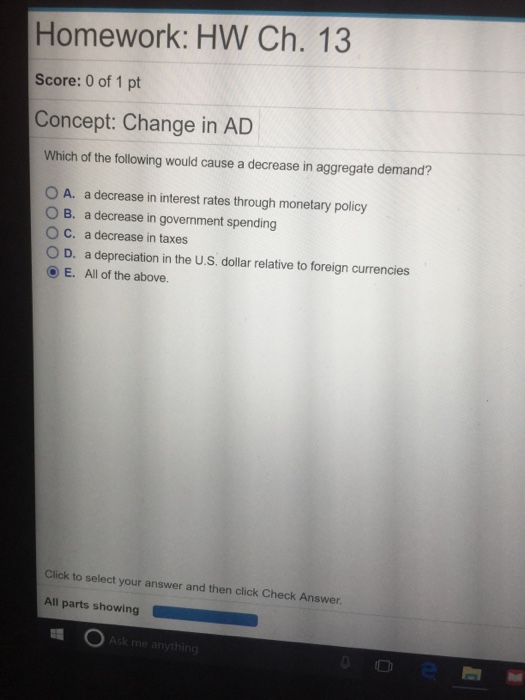 Solved Which of the following would cause a decrease in | Chegg.com