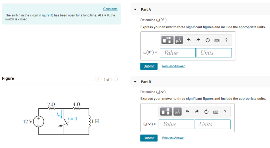 Solved Constants Part A The switch in the circuit (Figure | Chegg.com
