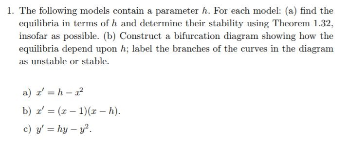 Solved 1. The following models contain a parameter h. For | Chegg.com