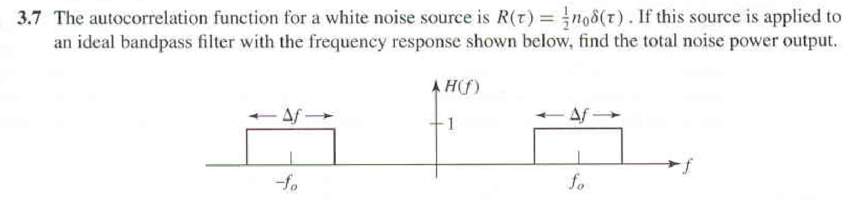 Solved 3.7 The autocorrelation function for a white noise | Chegg.com