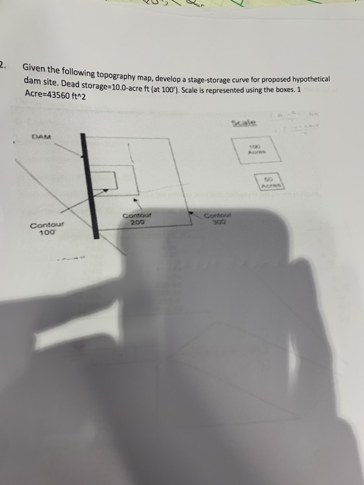 Solved ng topography map, develop a stage-storage curve for | Chegg.com