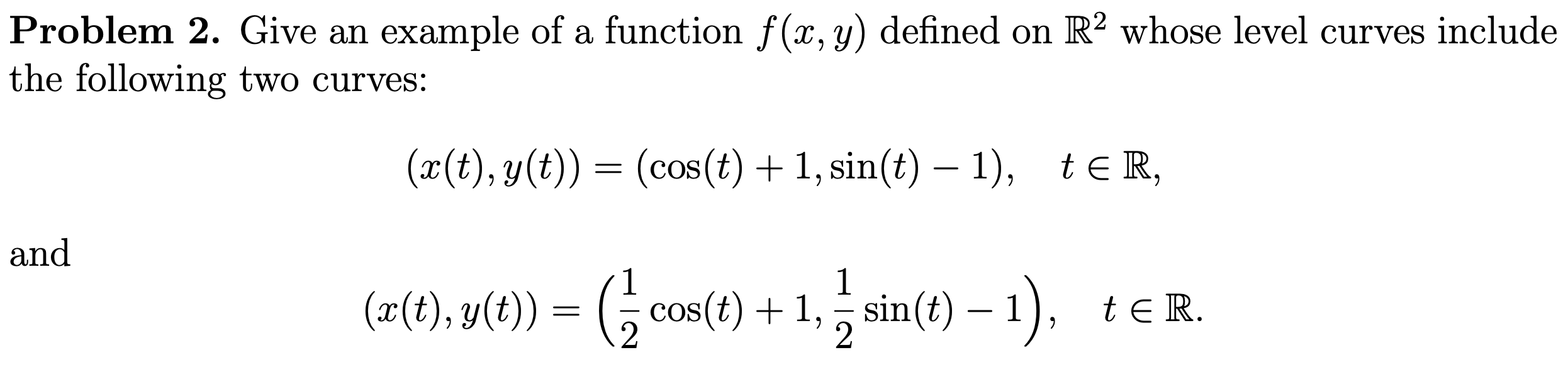 Solved Problem 2. Give an example of a function f(x,y) | Chegg.com