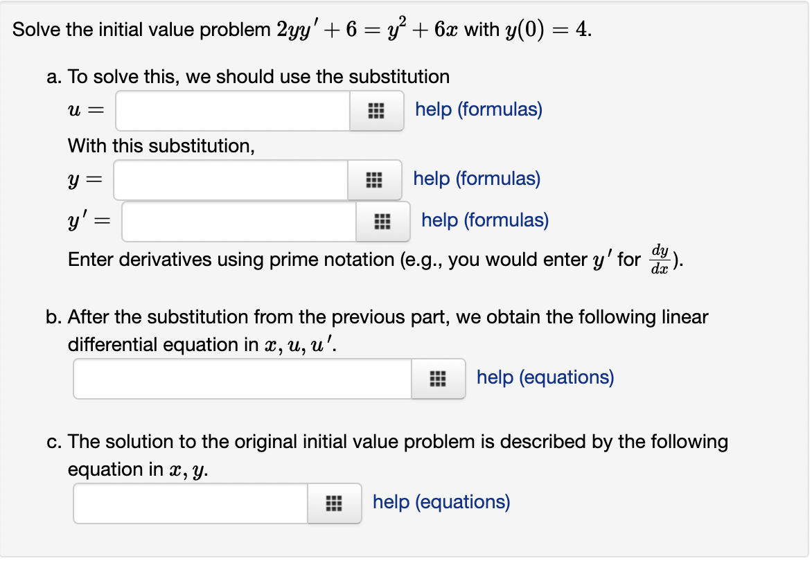 Solved Solve the initial value problem 2yy′+6=y2+6x with | Chegg.com