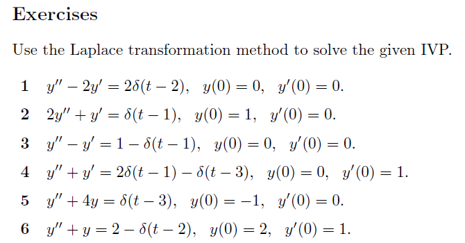 Solved Please solve only number 6.ExercisesUse the Laplace | Chegg.com