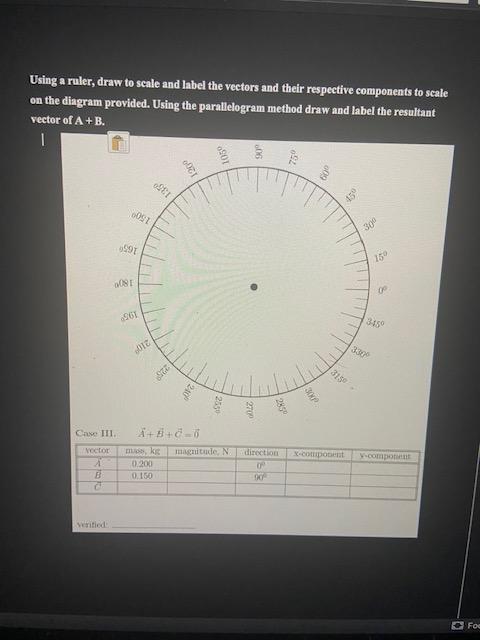 Solved Using a ruler, draw to scale and label the vectors | Chegg.com