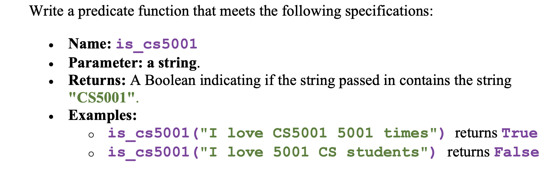 Solved Write a predicate function that meets the following | Chegg.com