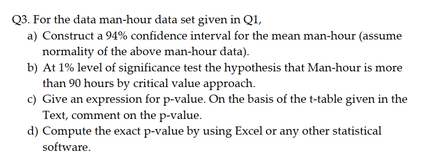 Solved USE EXCEL TO CALCULATE DIFFERENT STATISTICAL | Chegg.com