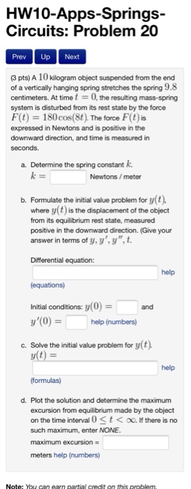 Solved HW10-Apps-Springs- Circuits: Problem 20 Prev Up Next | Chegg.com